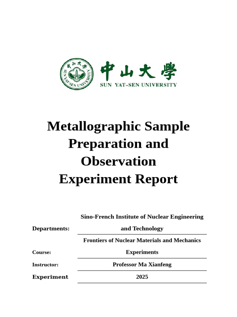Metallographic Sample Preparation Report | PDF | Steel | Heat Treating
