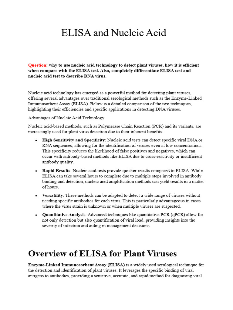 ELISA and Nucleic Acid Class Notes | PDF | Polymerase Chain Reaction ...