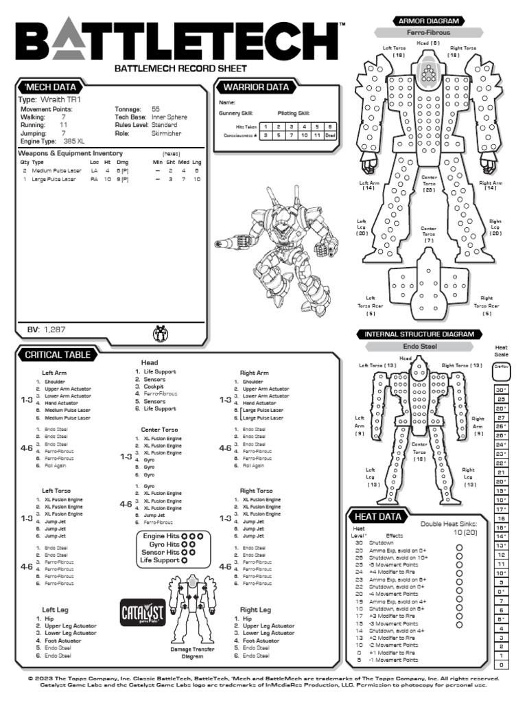 BattleTech Record Sheets Alpha Strike Box Set v.1 | PDF | Battle Tech