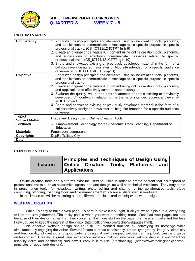Web Design Principles for ICT Projects | PDF | Web Design | Websites