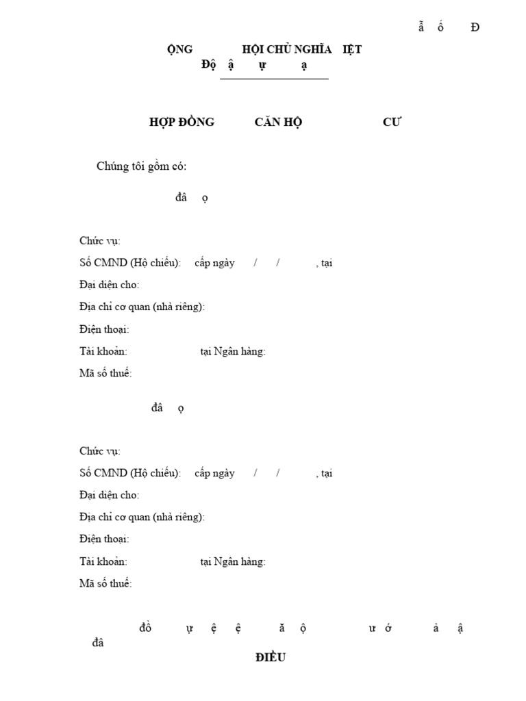 Mau Hop Dong Thue Can Ho Chung Cu Moi Nhat | PDF