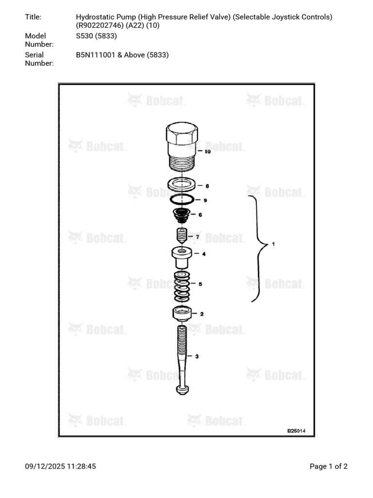 Hydrostatic Pump (High Pressure Relief Valve) (Selectable Joystick ...