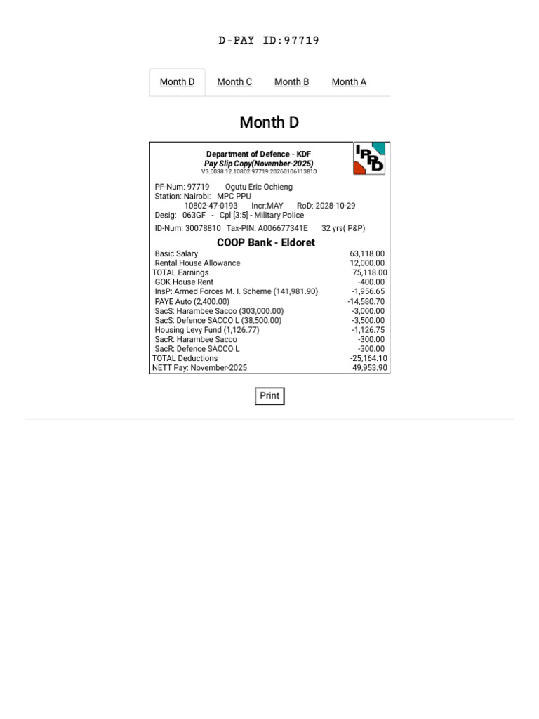 November 2025 Military Pay Slip | PDF
