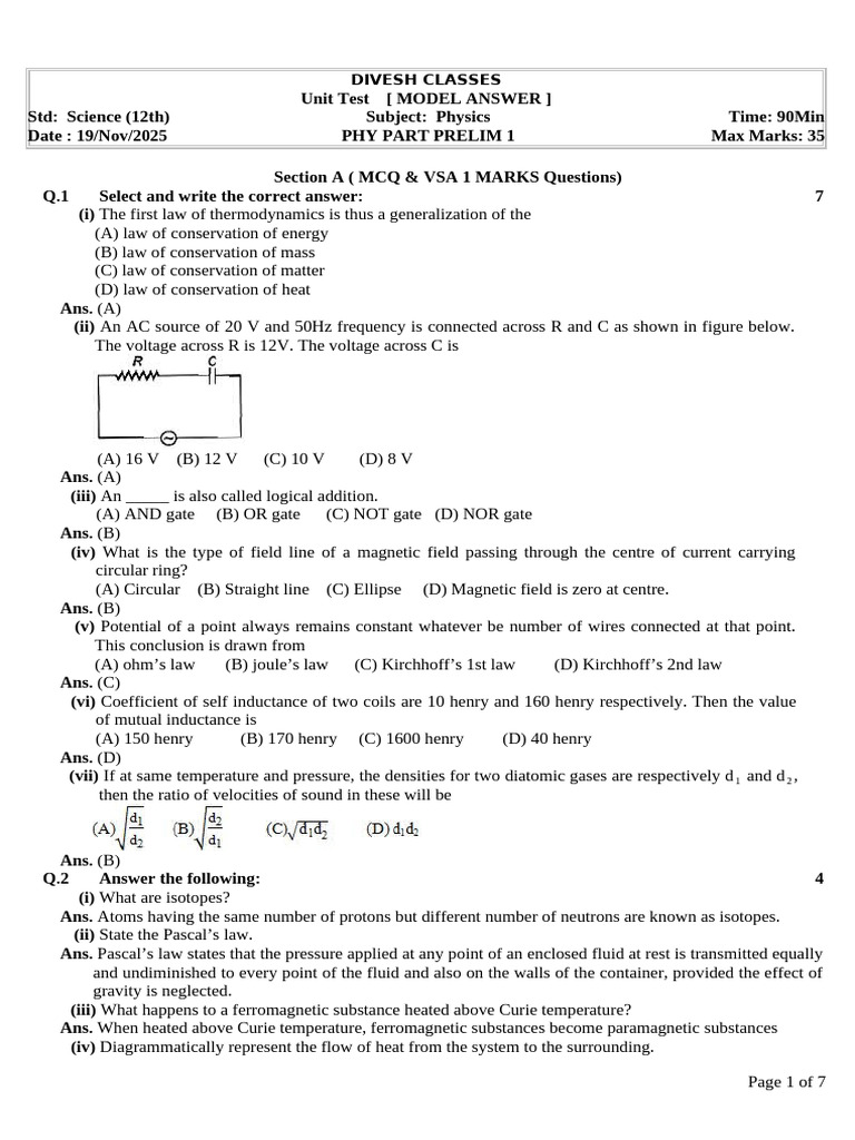 12th Grade Physics Unit Test Paper | PDF | Photoelectric Effect ...