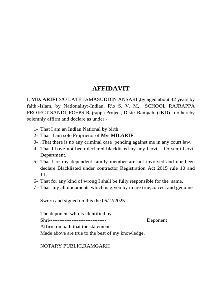 Affidavit Contractor | PDF