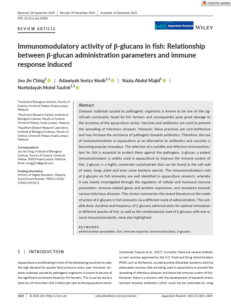 β-Glucans: Enhancing Fish Immunity | PDF | Macrophage | Immune System