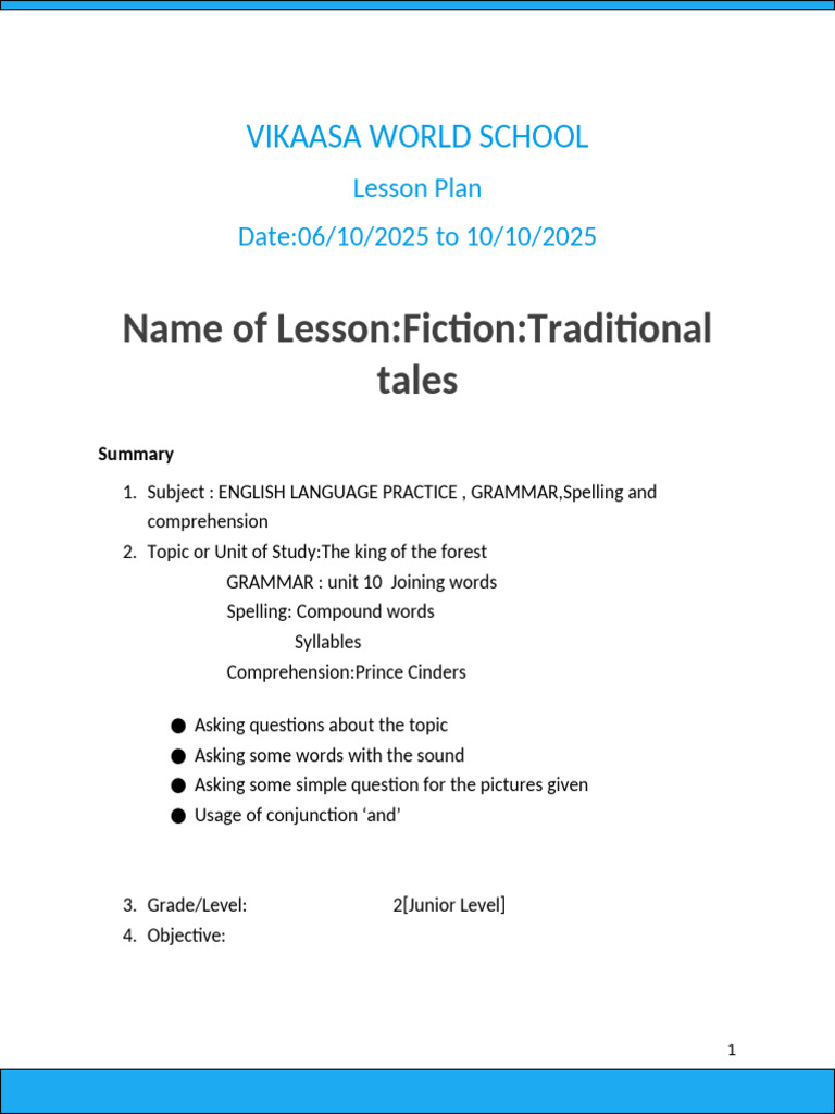 English Lesson Plan Week 02.09.25 to 12.09.25 | PDF | Word | Verb