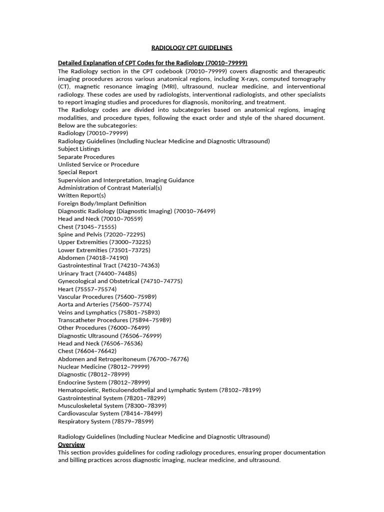 RADIOLOGY CPT G | PDF | Radiology | Medical Imaging