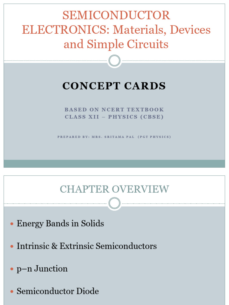 Semiconductor Electronics-concept Card | PDF | P–N Junction ...
