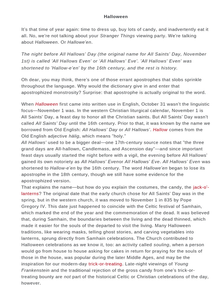 Halloween Origin | PDF | Halloween | Observances
