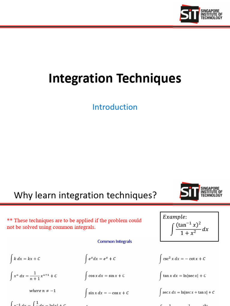 Week 11 Integration Techniques - Lecture | PDF | Trigonometry | Integral