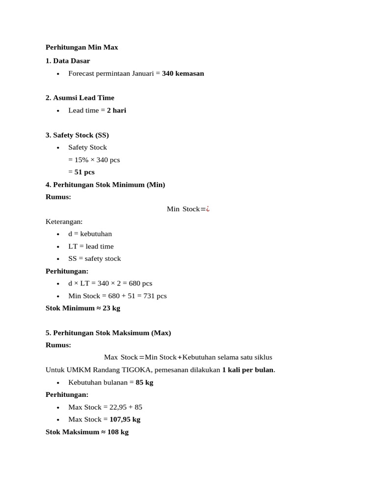 Min-Max Stock Calculation Guide | PDF