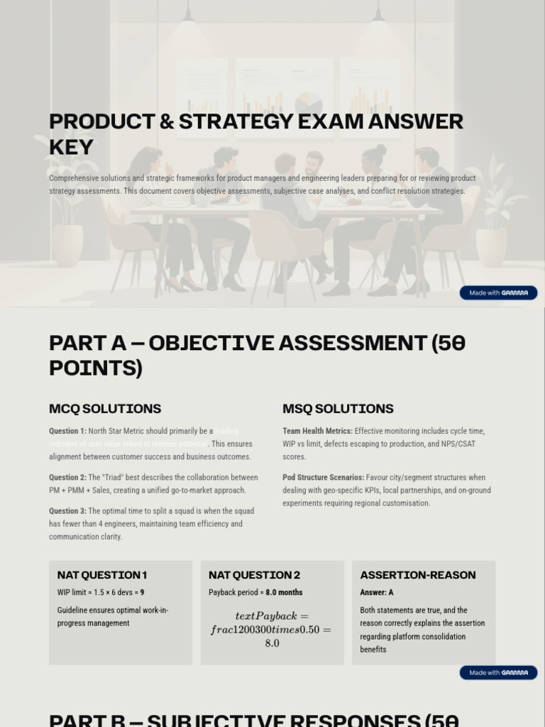 Product and Strategy Exam Answer Key | PDF | Performance Indicator | Risk