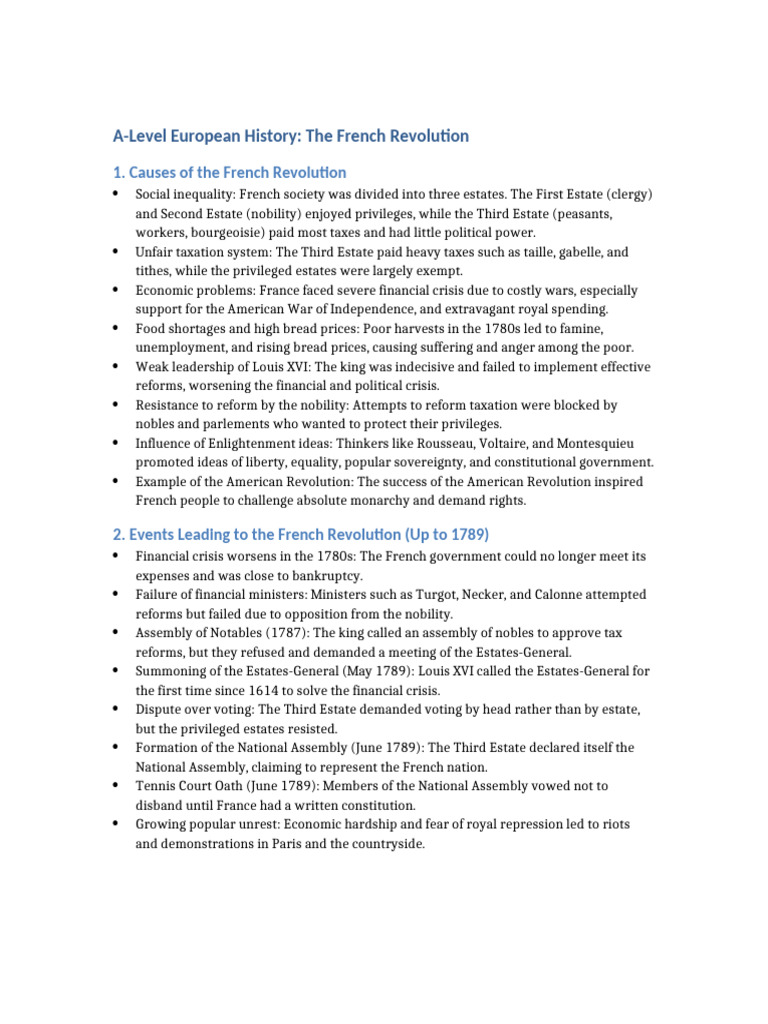 Causes and Events of the French Revolution | PDF | French Revolution ...