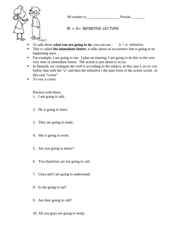 Immediate Future in Spanish: IR + A + Infinitive | PDF