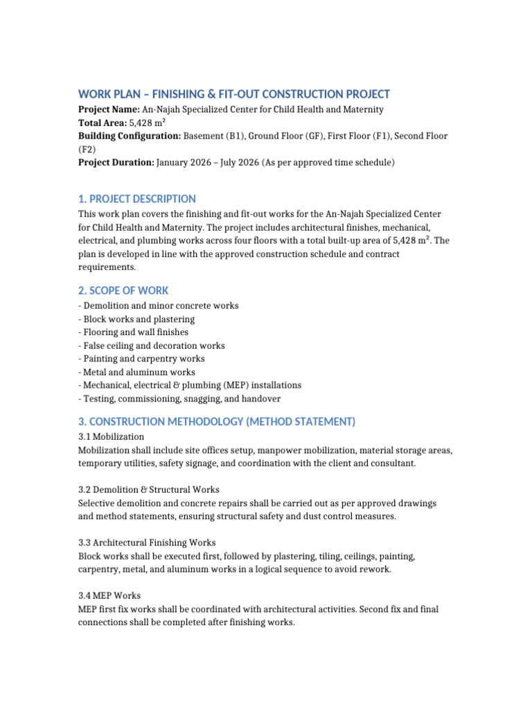 Detailed Finishing Fitout Work Plan | PDF | Architectural Elements ...