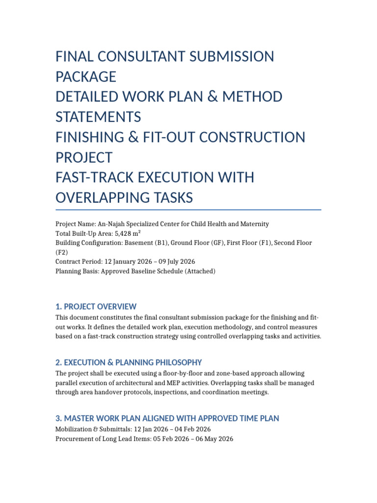 FINAL Consultant Submission Work Plan Method | PDF
