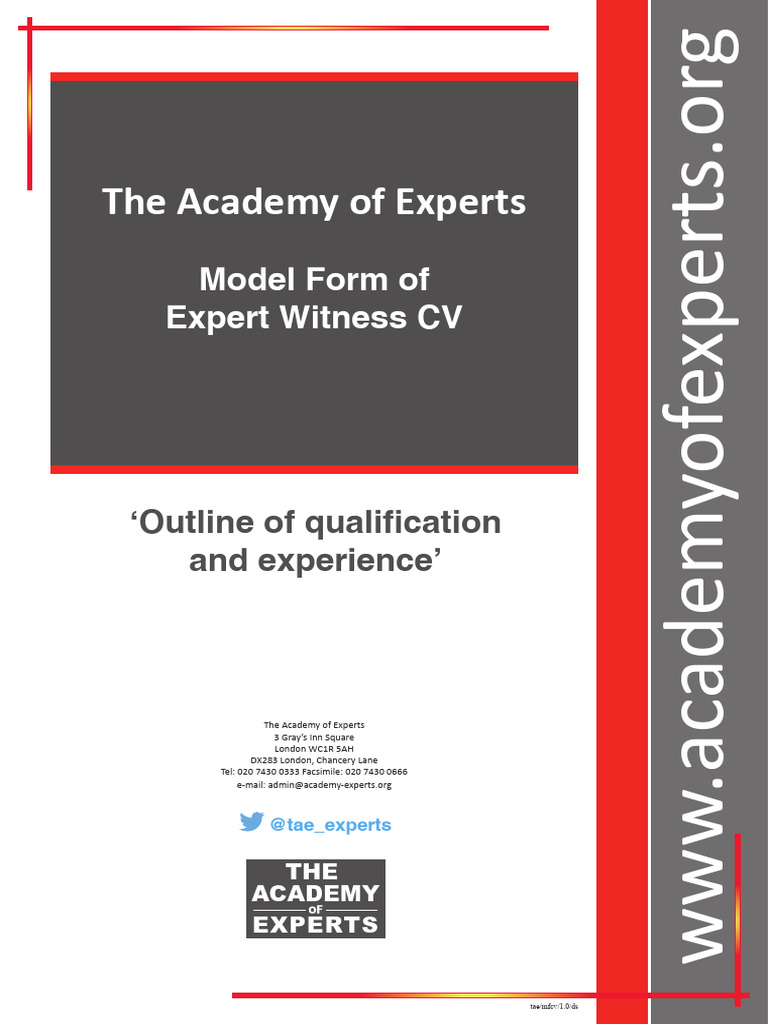 Expert Witness CV Model Form Guide | PDF | Alternative Dispute ...