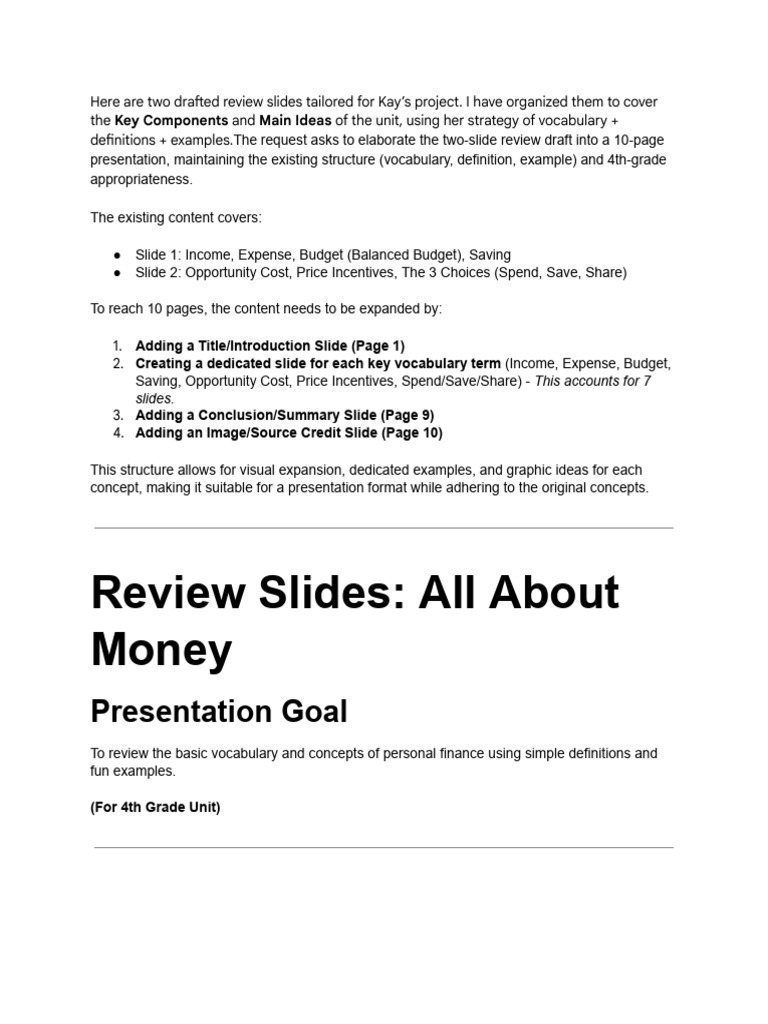 Money Concepts for 4th Graders | PDF | Expense | Income