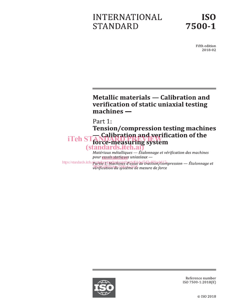 ISO 7500 - 1 Weights | PDF