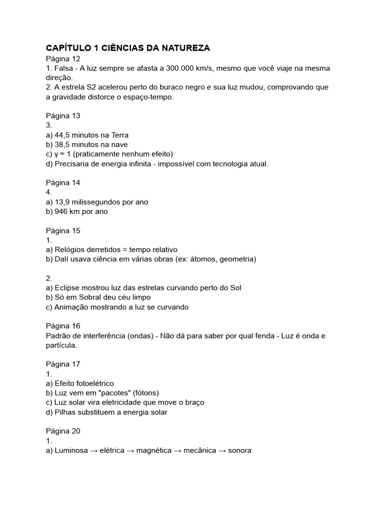 Capitulo 1 e 2 Cienc Natureza | PDF | Luz | Elétron