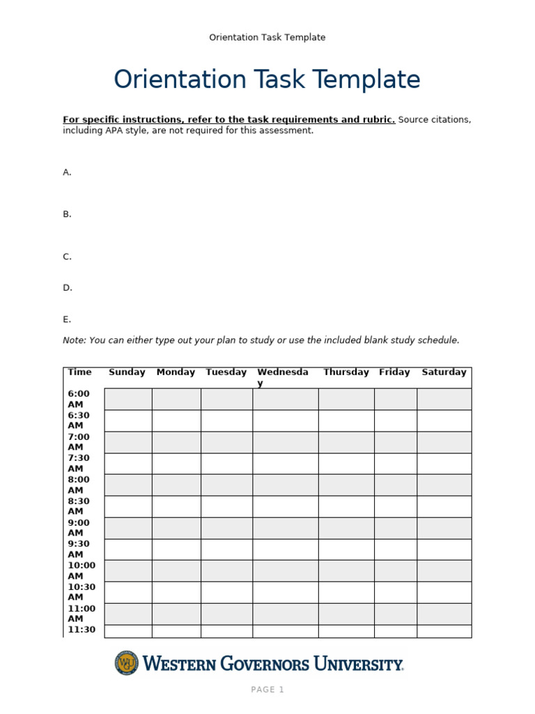 Orientation Task Template | PDF