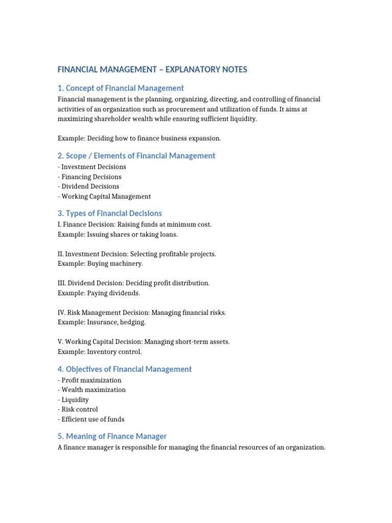 Financial Management Notes | PDF