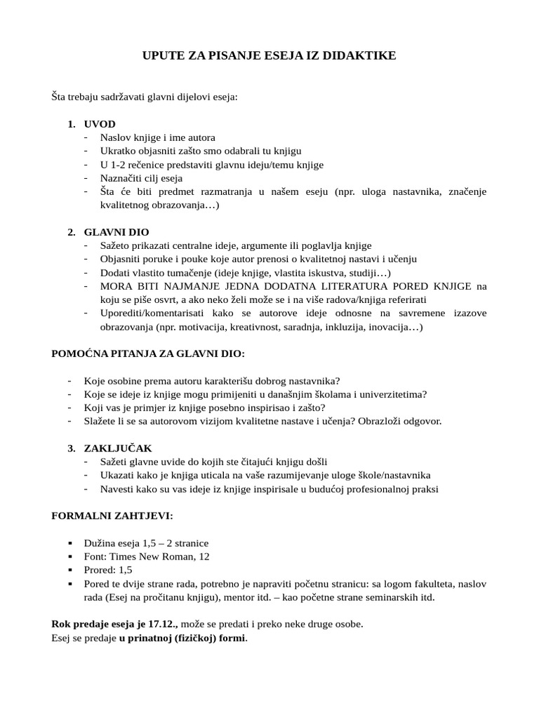 Upute Za Pisanje Eseja Iz Didaktike_48cd0e5c-Fb1b-4f8e-Ae33 ...