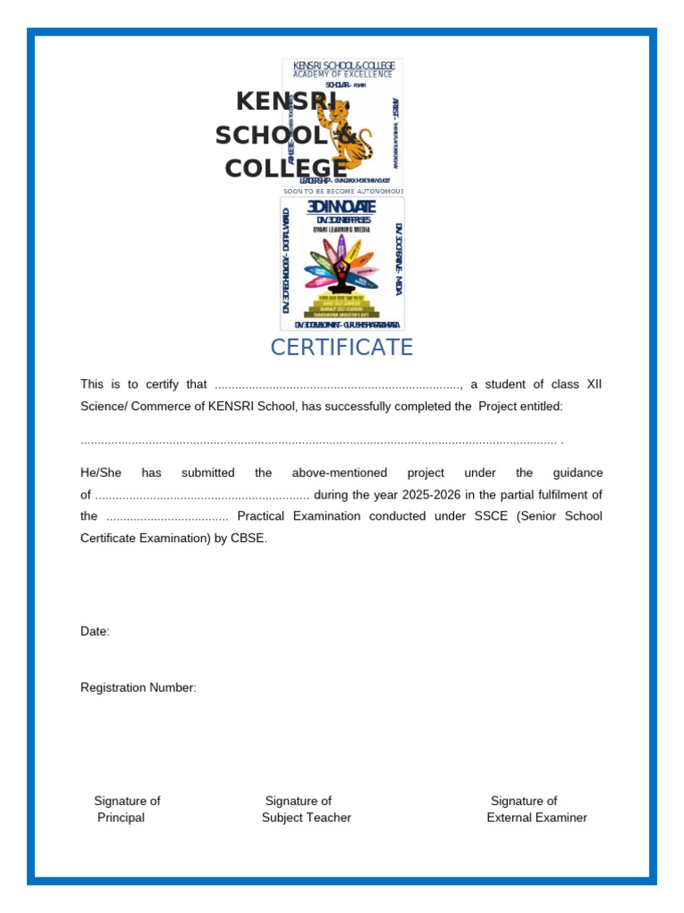 Cbse Project Certificate - Xii | PDF