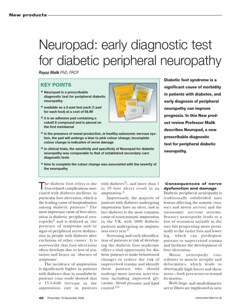 Neuropad - Early Diagnostic Test For Diabetic Peripheral Neuropathy ...