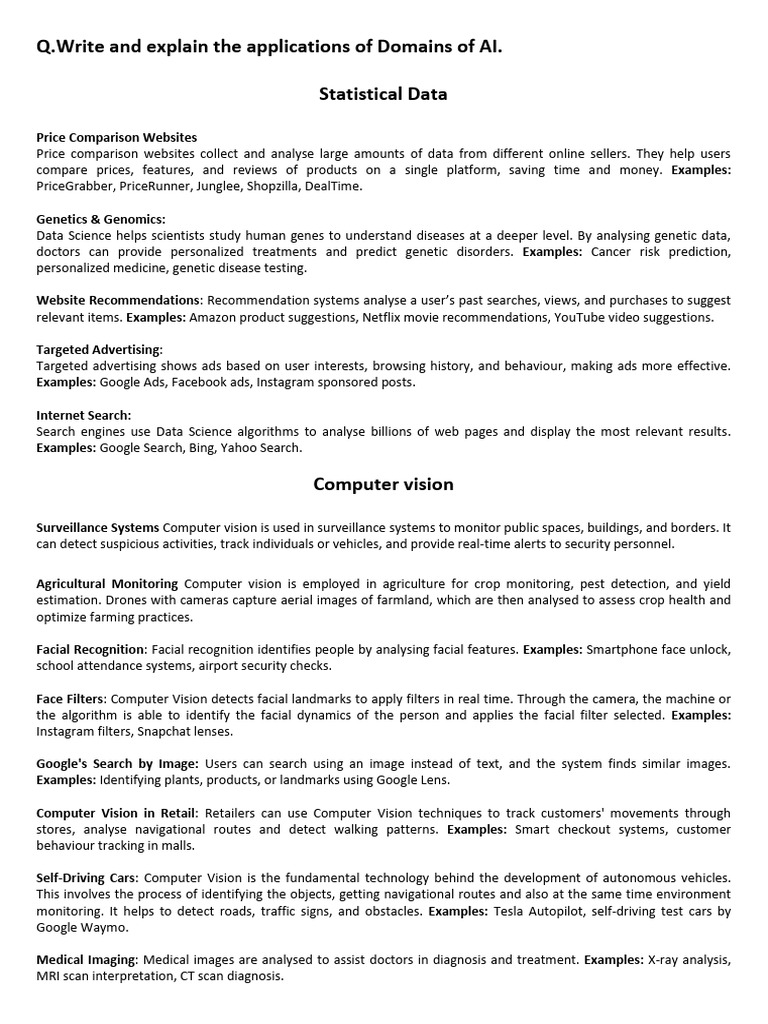 Applications of AI Domains Explained | PDF | Computer Vision | Cyberspace