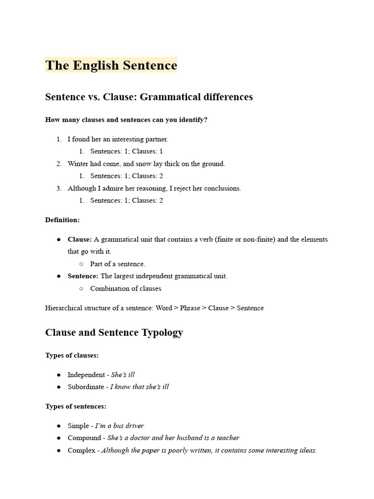 Understanding Clauses and Sentences | PDF | Clause | Syntax