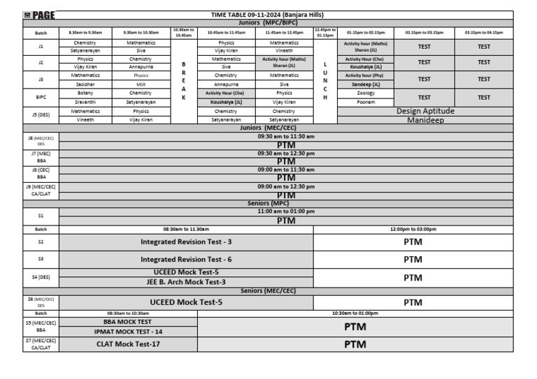 JR & SR Timetable 09-11-2024 | PDF