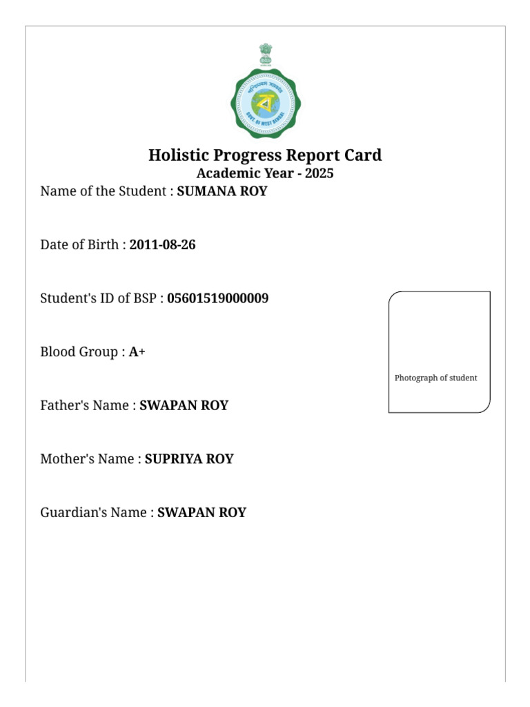 Holistic Progress Report Card | PDF | Empathy | Anxiety