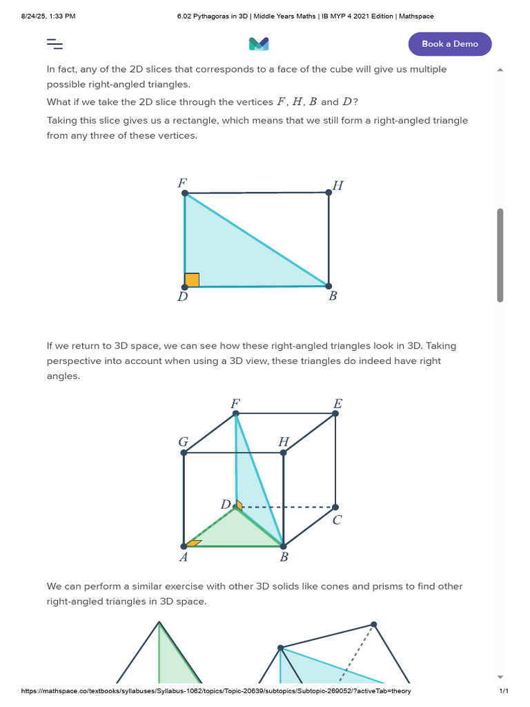 6.02 Pythagoras in 3D - Middle Years Maths - IB MYP 4 2021 Edition ...