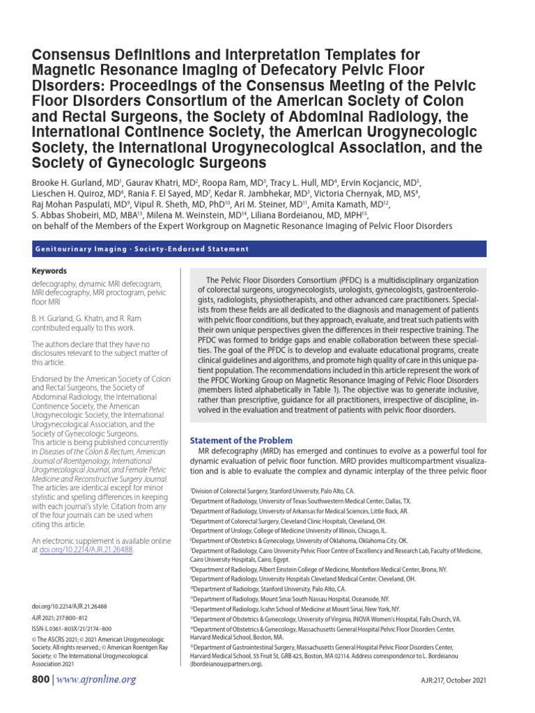 Consensus Definitions MR Defecography 2021 | PDF | Colorectal Cancer ...