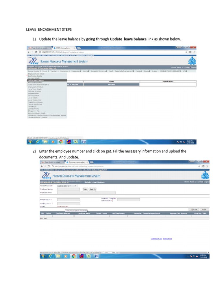Leave Encashment Steps | PDF
