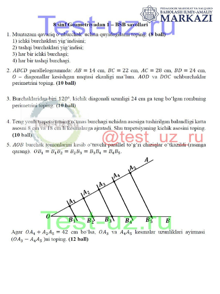 8 Sinf Geometriya BSB-1 Original | PDF