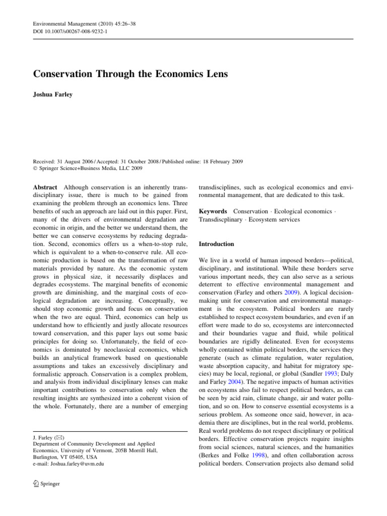 Economic Insights for Conservation Strategies | PDF | Goods | Ecosystem