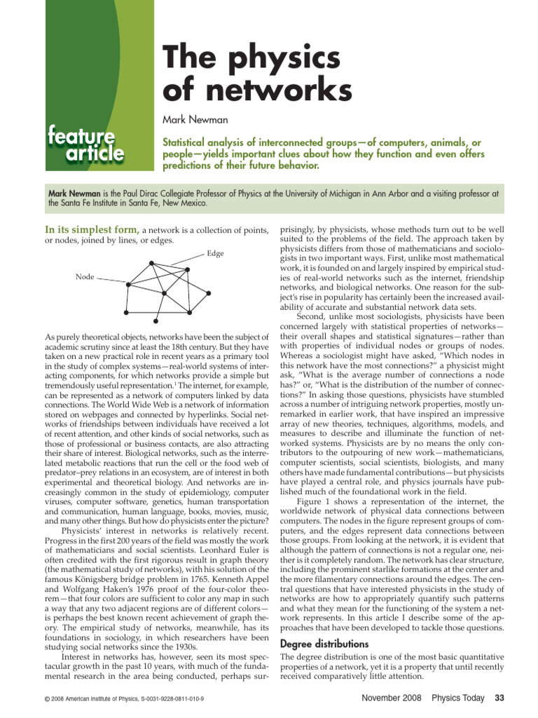 Understanding Network Theory in Physics | PDF | Power Law