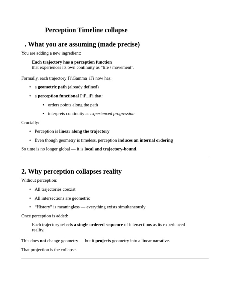Perception's Role in Timeline Collapse | PDF | Determinism | Perception