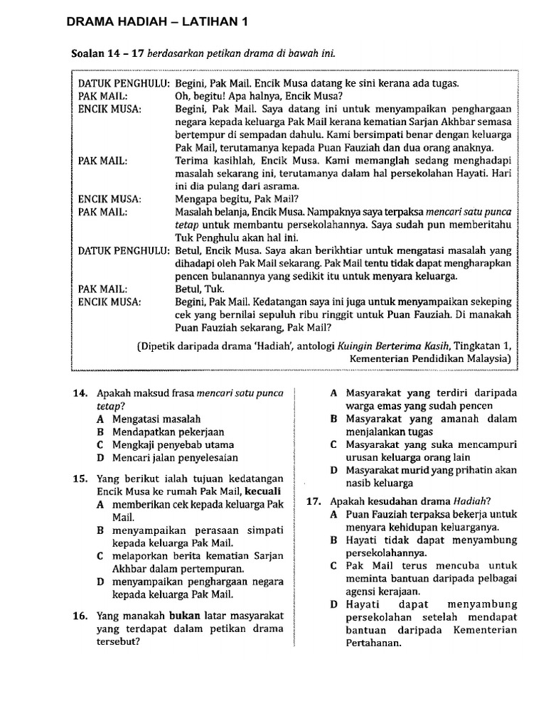 Drama Hadiah Latihan Series 1-5 | PDF