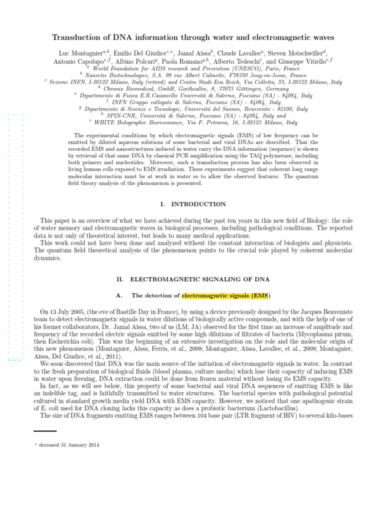 2015 - Transduction of DNA Information Through Water and ...
