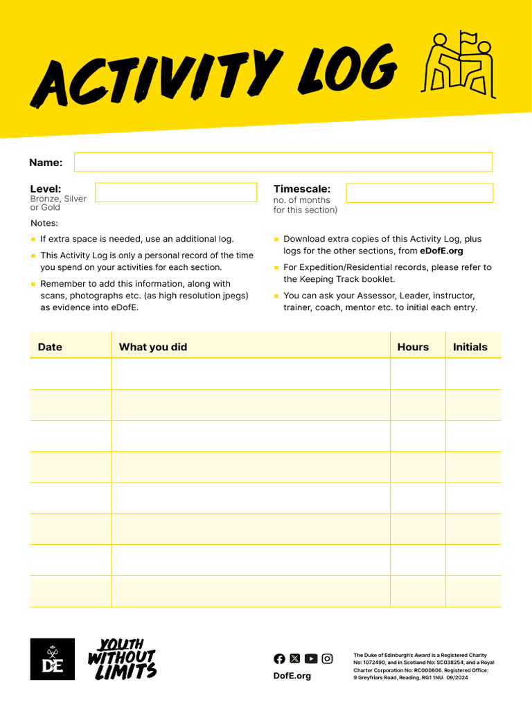 WEEKLY Activity Log Physical PDF | PDF