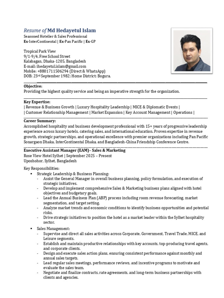 Resume of MD Hedayetul Islam | PDF | Marketing | Economies