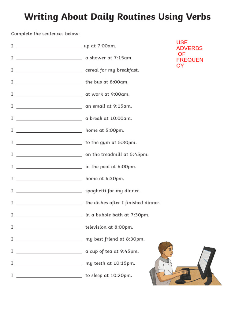 Daily Routine Writing Exercise | PDF