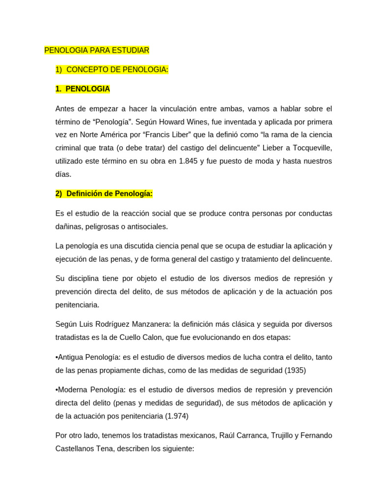 Penologia Para Estudiar | PDF | Criminología | Castigos
