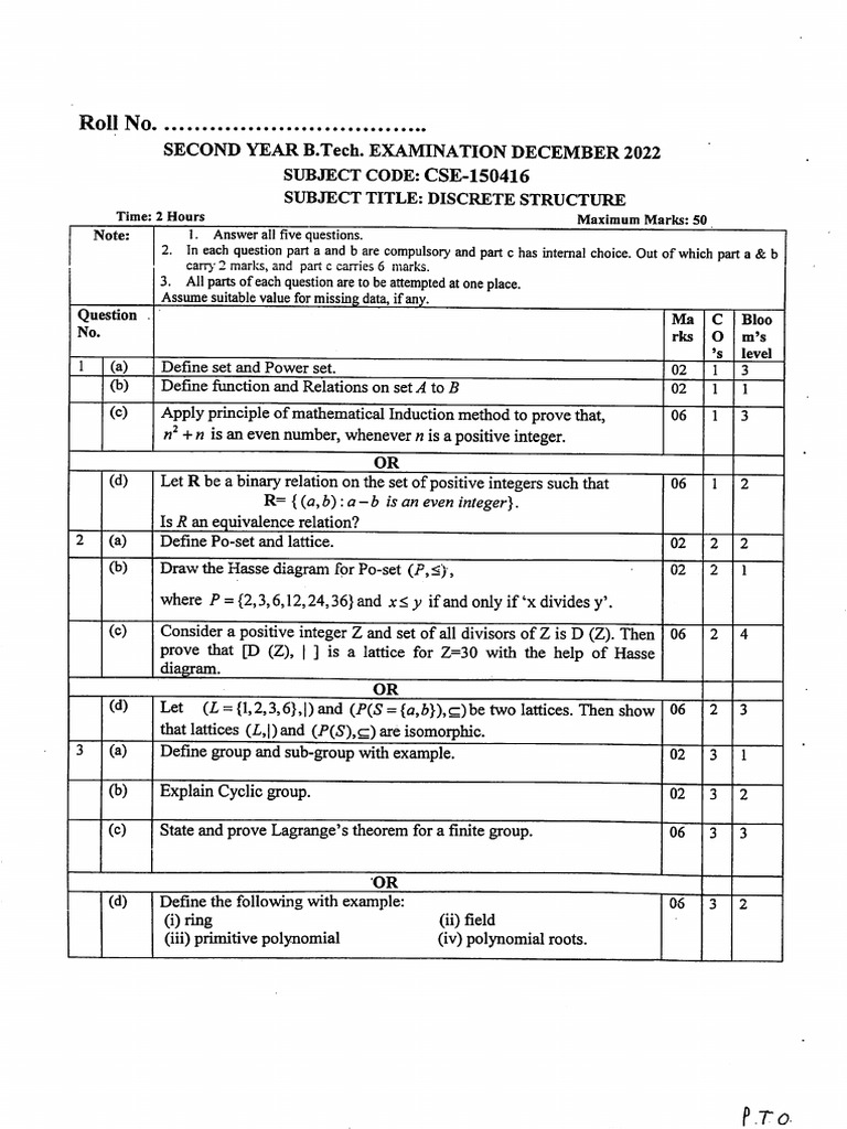 CSE-150416 Discrete Structures | PDF