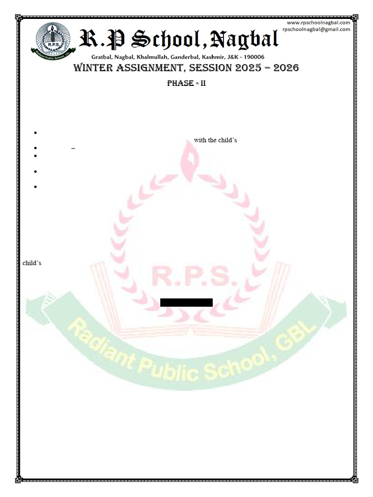 Class 1 Winter Assignment Guidelines | PDF | Jack And The Beanstalk ...