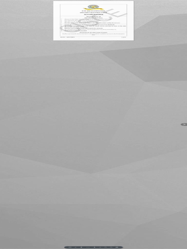 Class X Maths Mathematics - ICSE Specimen Question Paper - 2026 with Marking Scheme | PDF ...